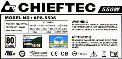 Обзор Chieftec A135 Серия: APS-550S — F.ua